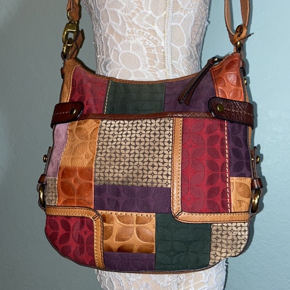 Fossil | Bags | Fossil Patchwork And Leather Cross Body Shoulder Bag ...